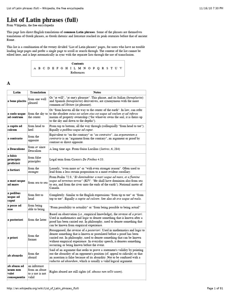 List of Latin Phrases - Wikipedia | PDF