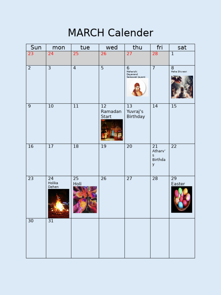 MARCH Calender | PDF