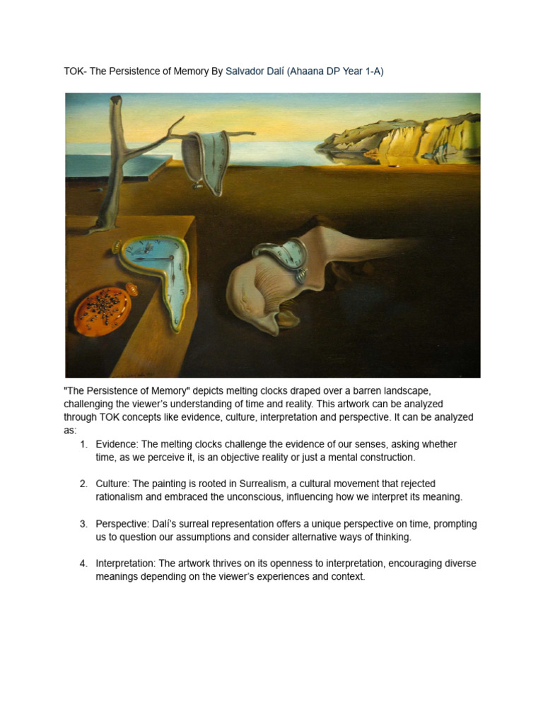 TOK - The Persistence of Memory by Salvador Dalí | PDF