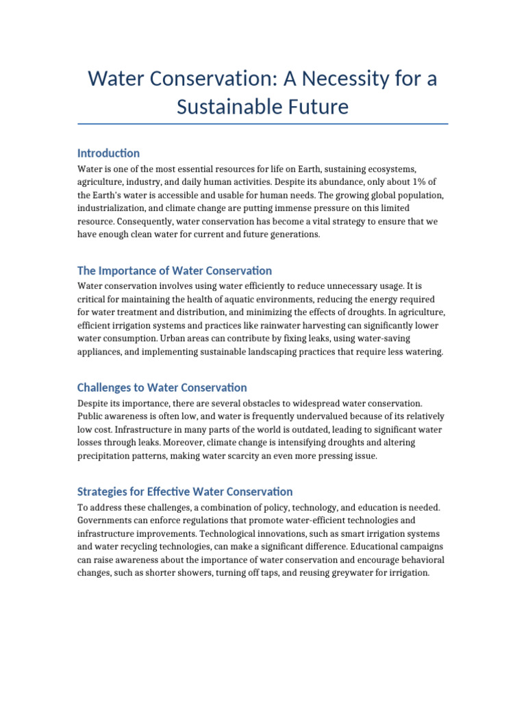 Water Conservation Report | PDF | Water Conservation | Water