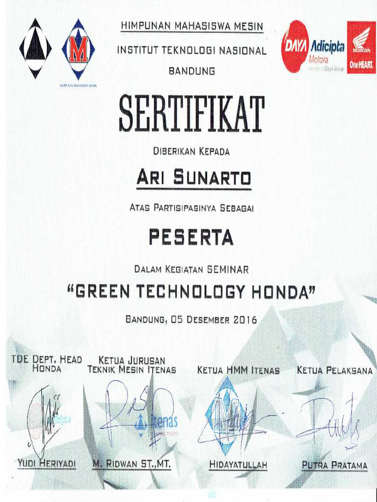 Sertifikat Seminar | PDF