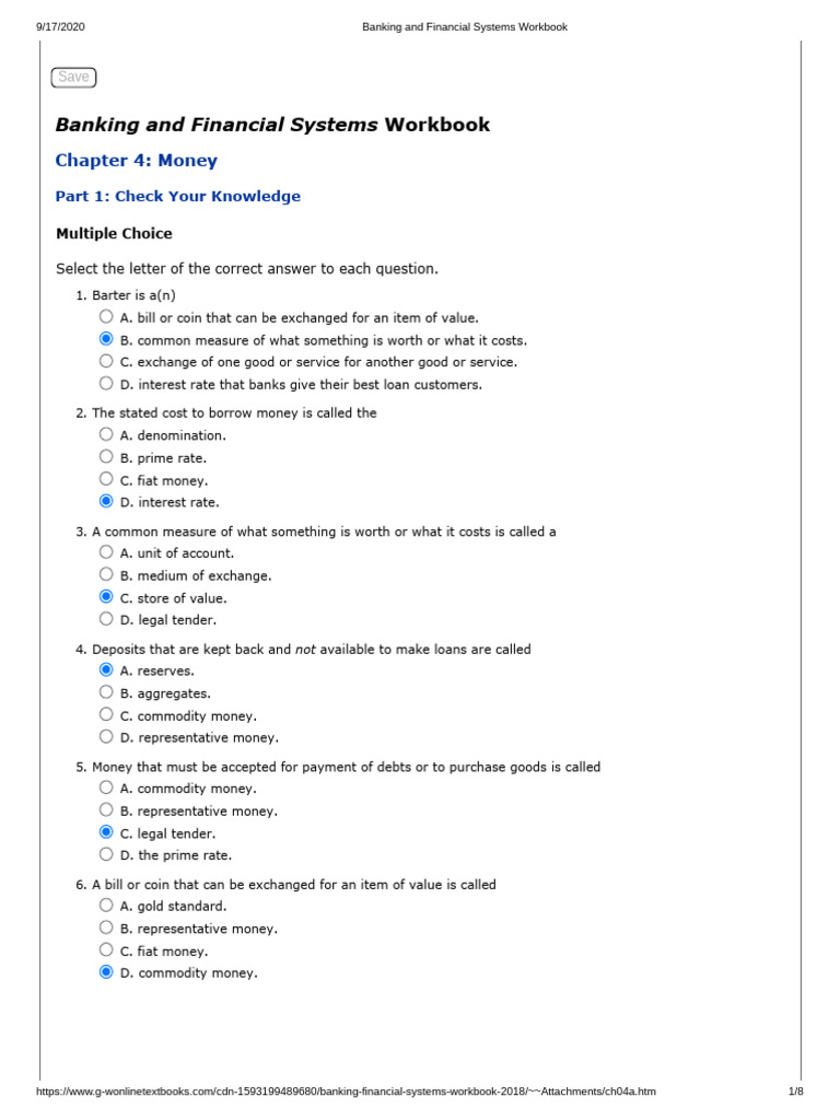 Banking and Financial Systems Workbook | PDF | Money | Money Supply