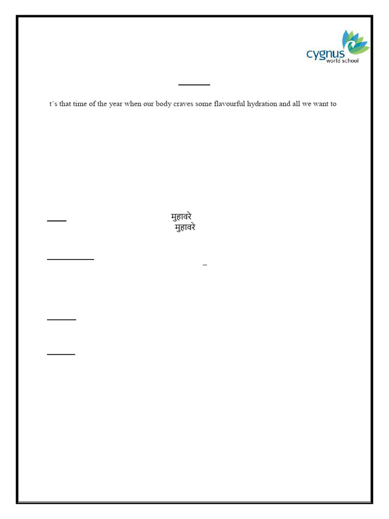 Grade 6 Summer Holiday Homework Task 1 | PDF