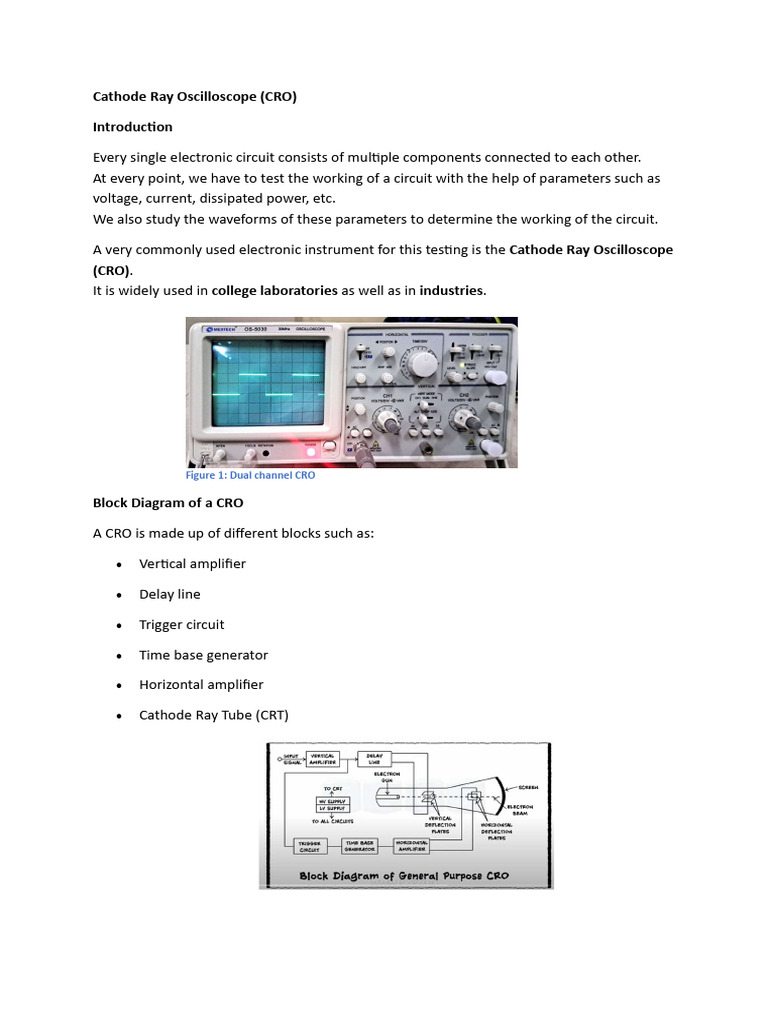 Cathode Ray Oscilloscope - Video Notes | PDF | Amplifier | Vacuum Tube