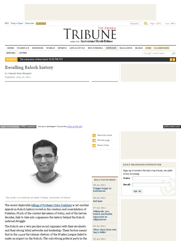 Recalling Baloch History | PDF | Pakistan | Muhammad Ali Jinnah