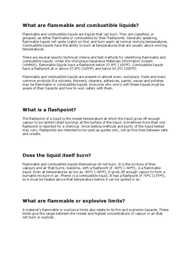 What Are Flammable and Combustible Liquids | PDF | Combustion ...