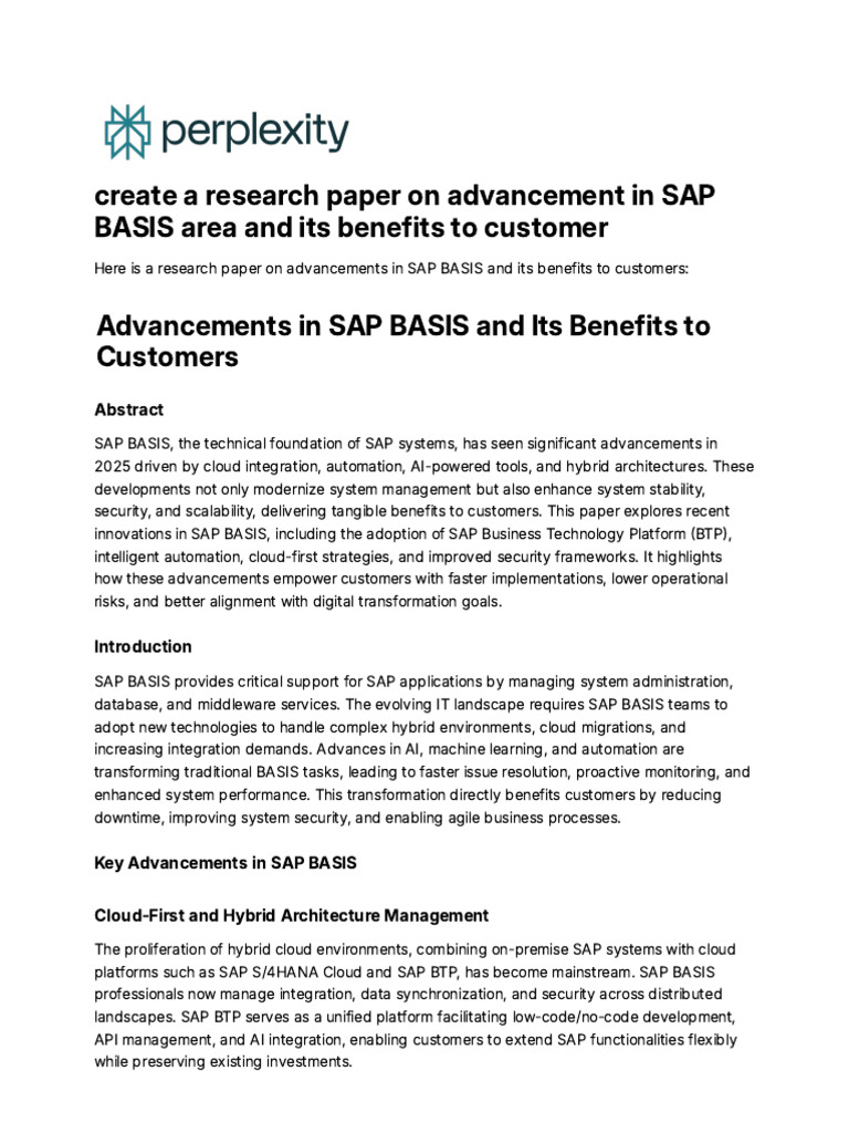 Advancements in SAP BASIS 2025 Benefits | PDF | Cloud Computing ...