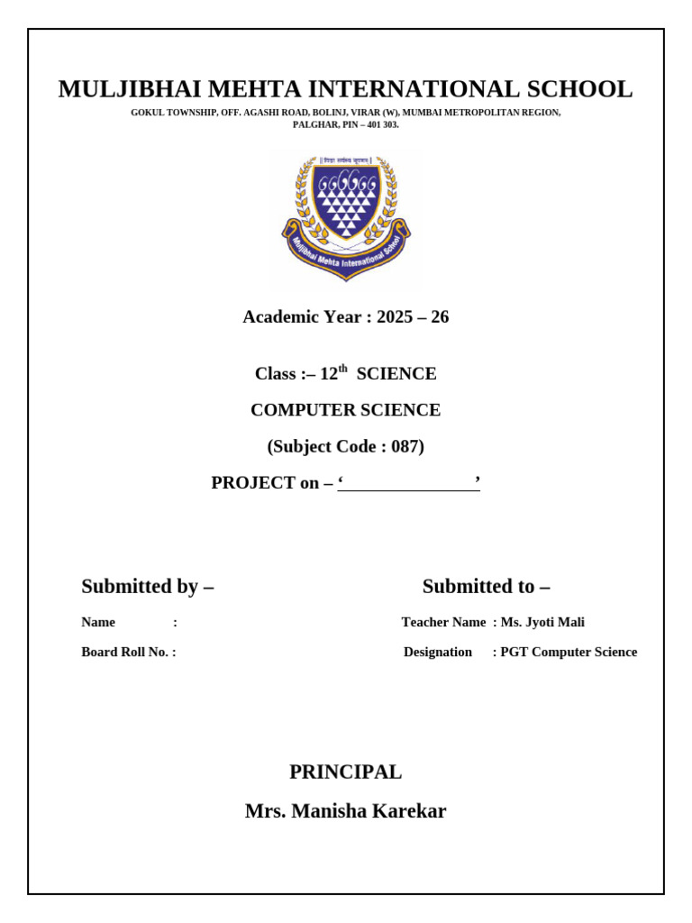 Class 12 Computer Science Project Guide | PDF | Databases | Software