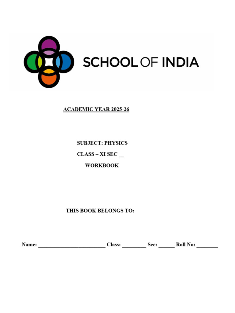 Soi Wb Xi Physics 2025-2026 | PDF | Acceleration | Force