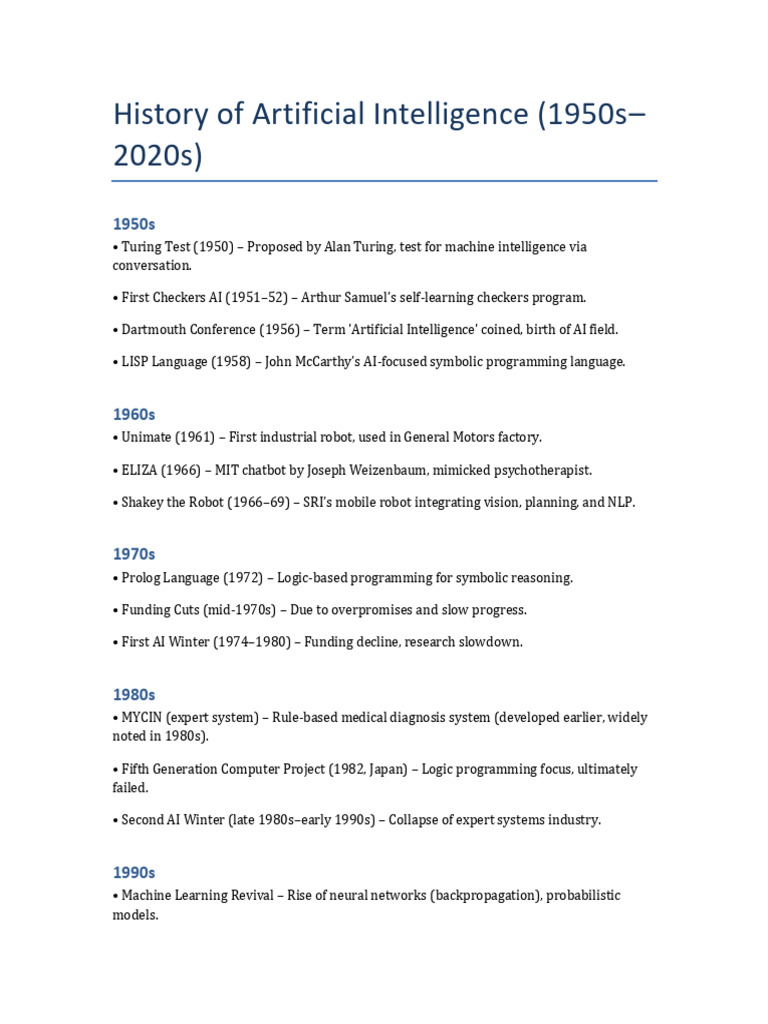 AI History Timeline | PDF | Artificial Intelligence | Intelligence (AI ...