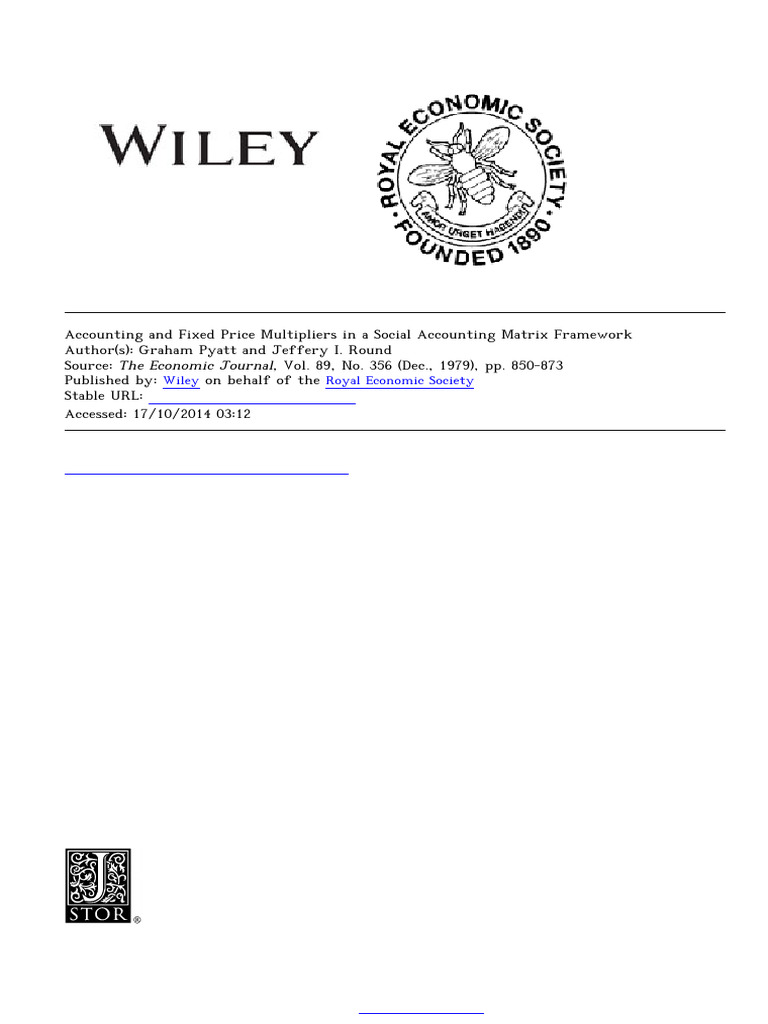 Fixed Price Multipliers in SAM Analysis | PDF | Matrix (Mathematics ...