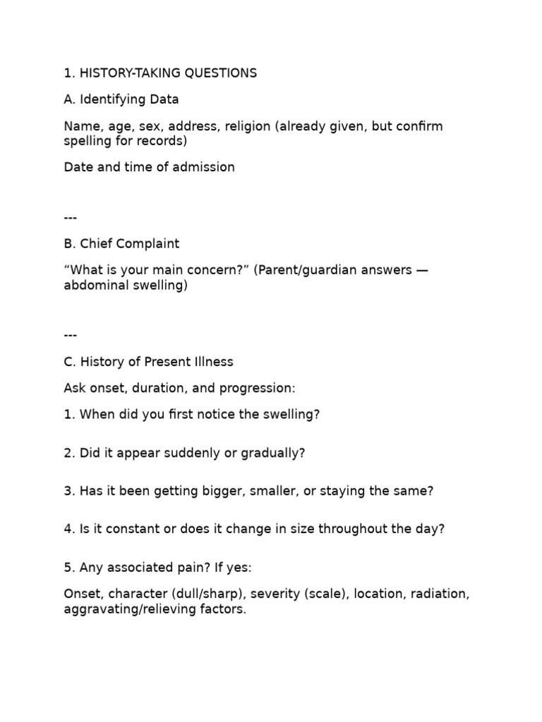 History-Taking Questions | PDF | Hepatitis | Cirrhosis