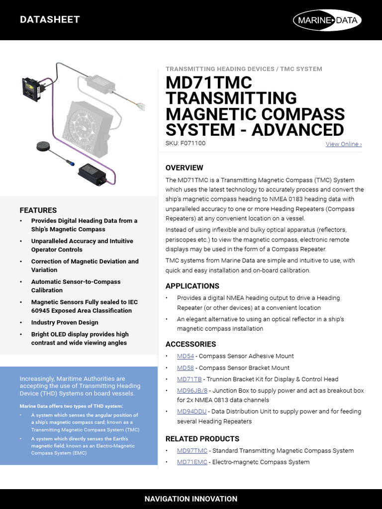MD71TMC Transmitting Magnetic Compass | PDF | Compass | Equipment