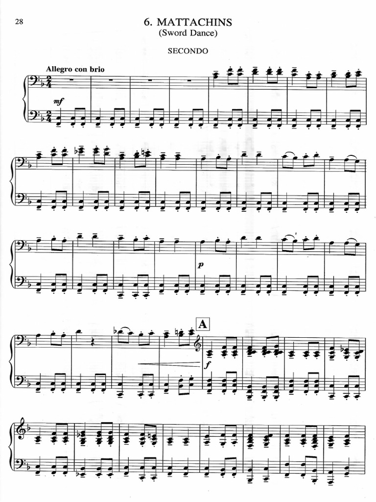 Warlock - Capriol Suite - Mattachins - Piano Duet | PDF