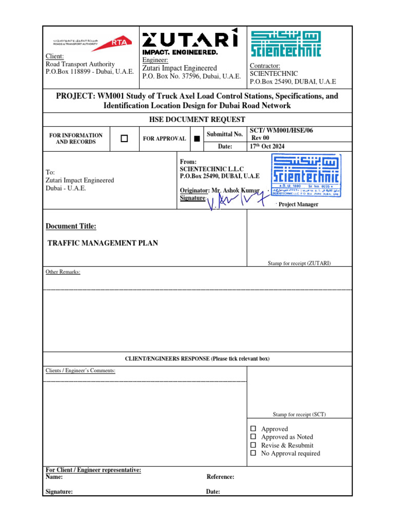 Traffic Management Plan for WM001 Project | PDF | Transport ...