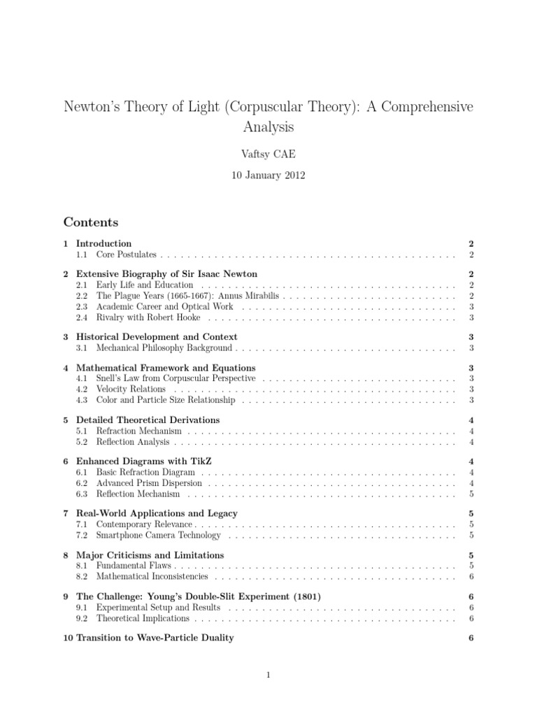 Newton's Corpuscular Theory of Light | PDF | Light | Isaac Newton