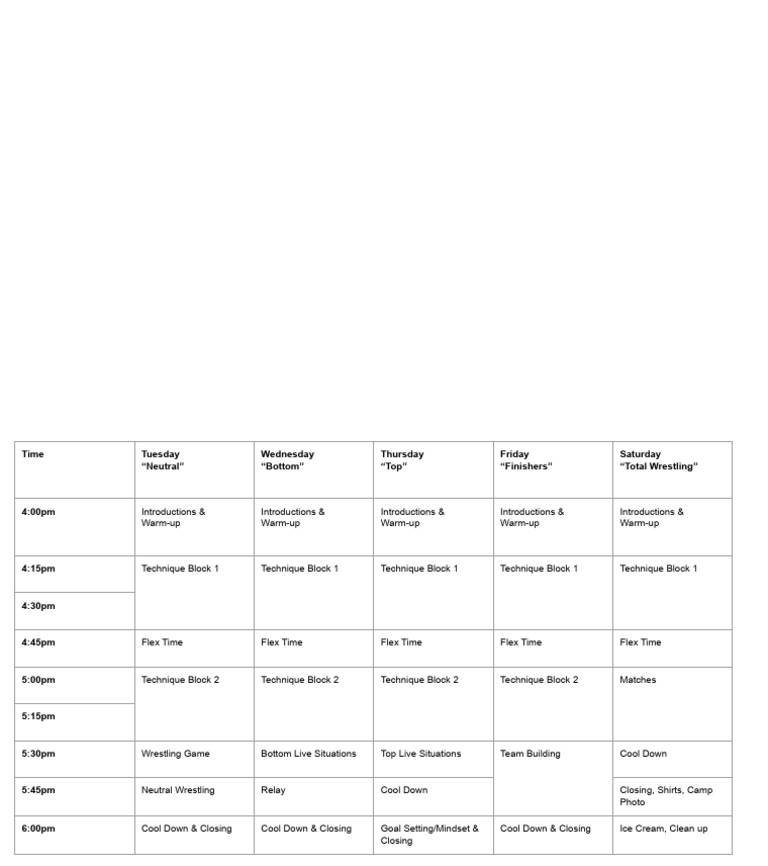 Weekly Wrestling Practice Plan | PDF
