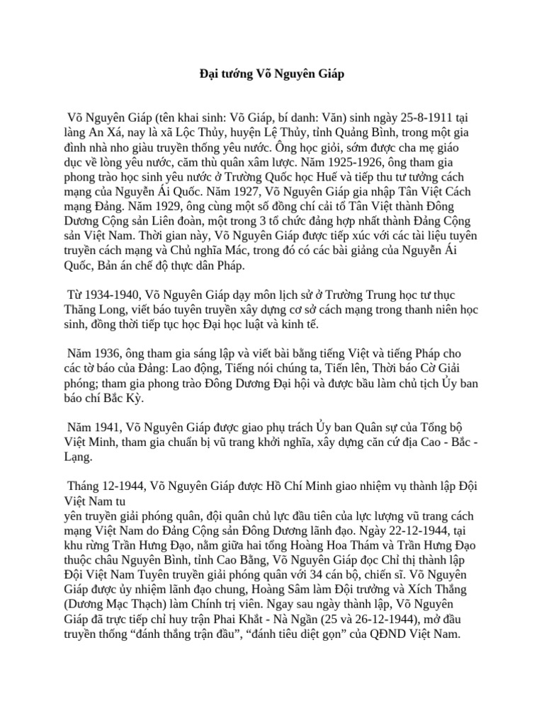 Đại Tướng Võ Nguyên Giáp | PDF