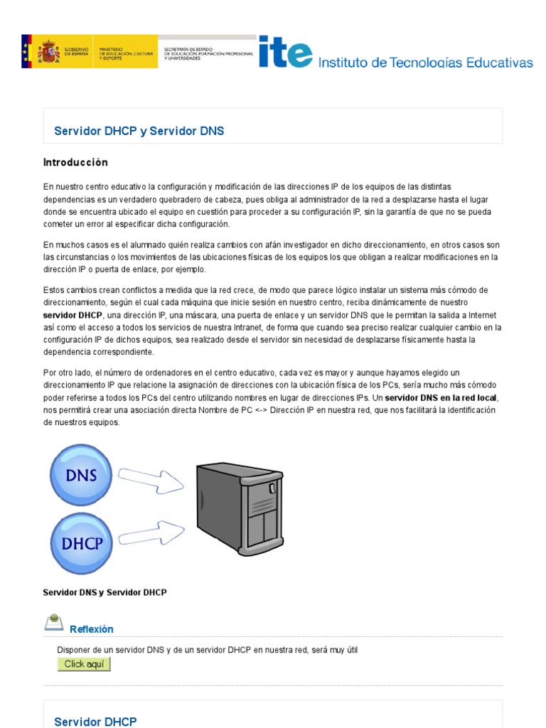 2 Servidor DHCP y DNS | PDF | Dirección IP | sistema de nombres de dominio