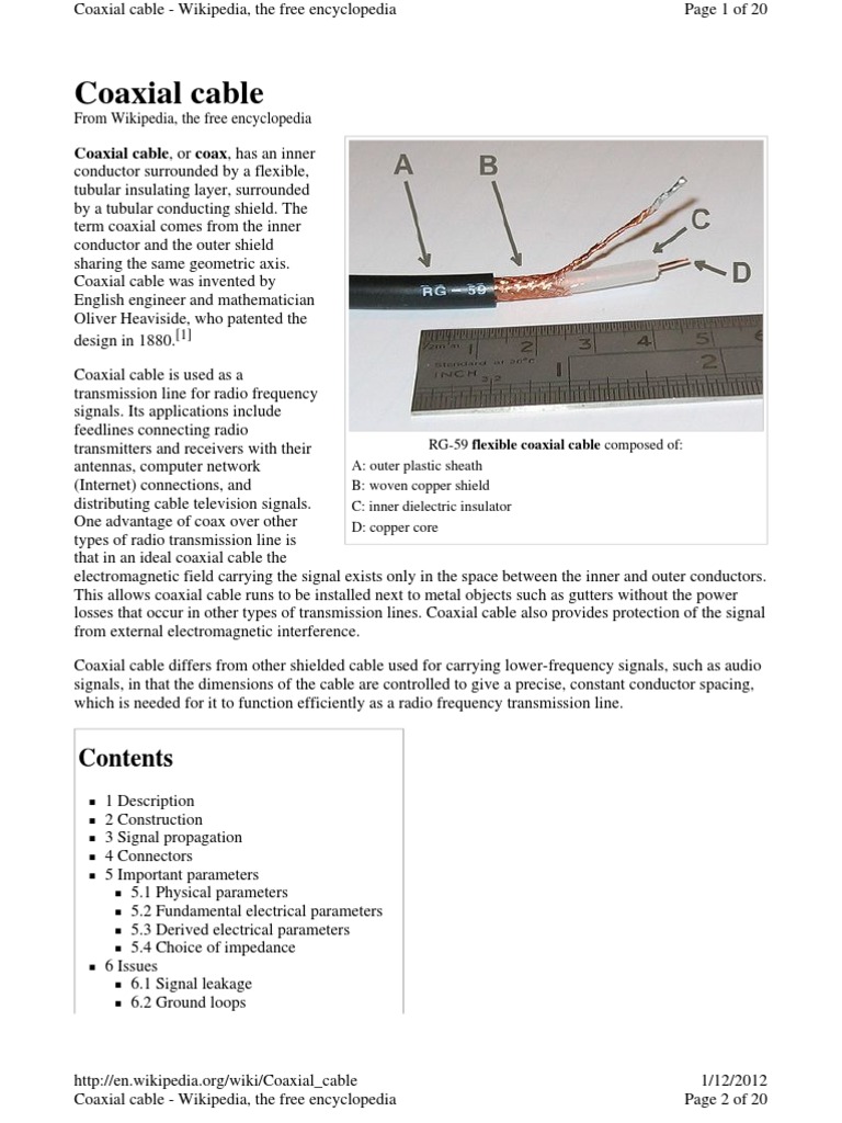 Coaxial Cable, or Coax, Has An Inner | Download Free PDF | Coaxial ...