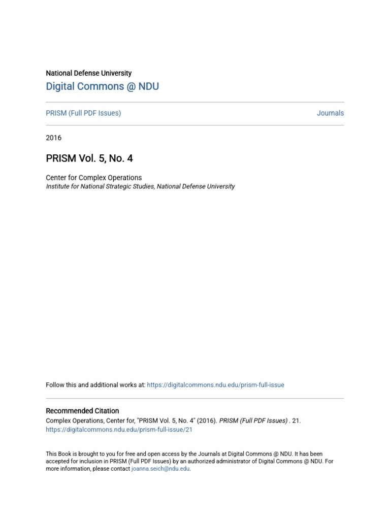 PRISM Vol. 5, No. 4: Security Insights | PDF