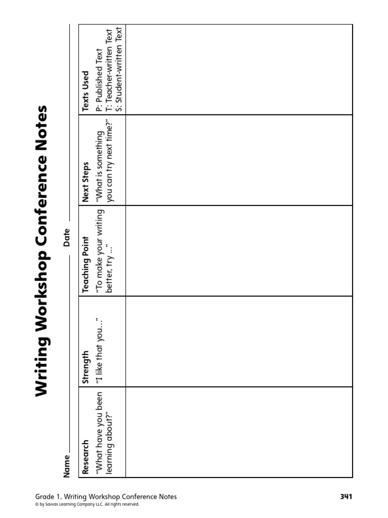 MV20 G1 Writing Workshop Conference Notes Web | PDF