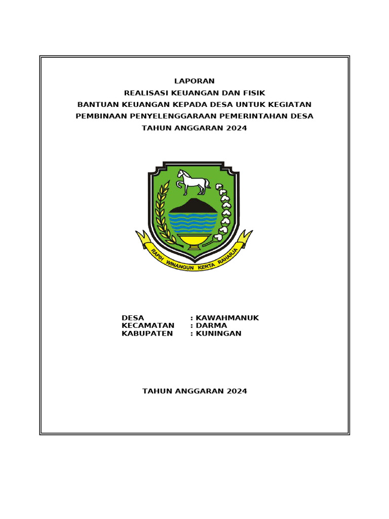 Cover Laporan Desa - KAWAHMANUK | PDF