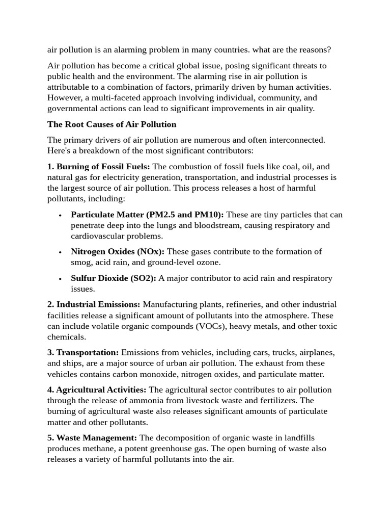 Air Pollution Is An Alarming Problem in Many Countries | PDF | Air Pollution | N Ox