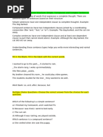 Sentence Type Identification Quiz | PDF