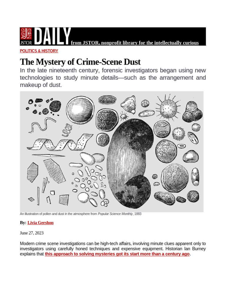 The Mystery of Crime-Scene Dust | PDF | Crime Scene | Forensic Science