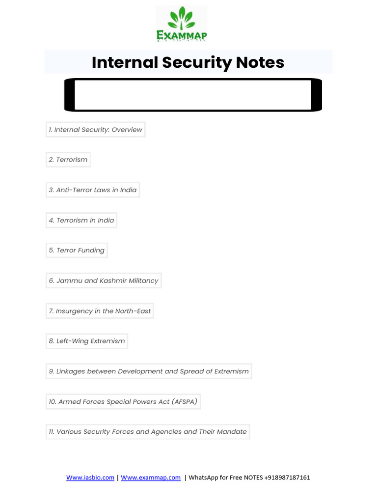 Internal Security Notes For UPSC CSE Exammap | PDF | Organized Crime ...