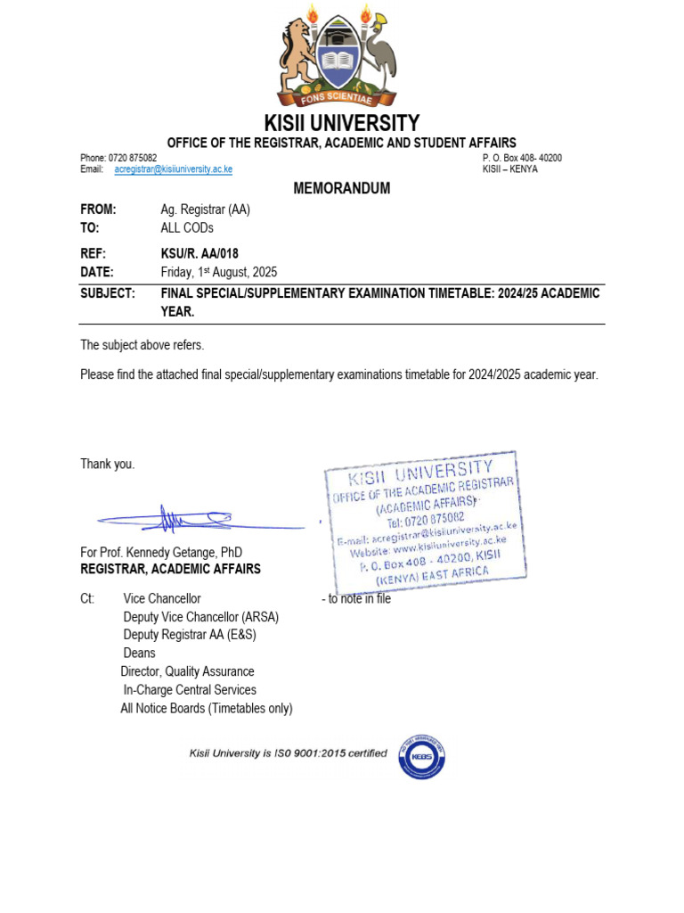 Final Special-Supplementary ETT - August 2025 | PDF | Academic Administration