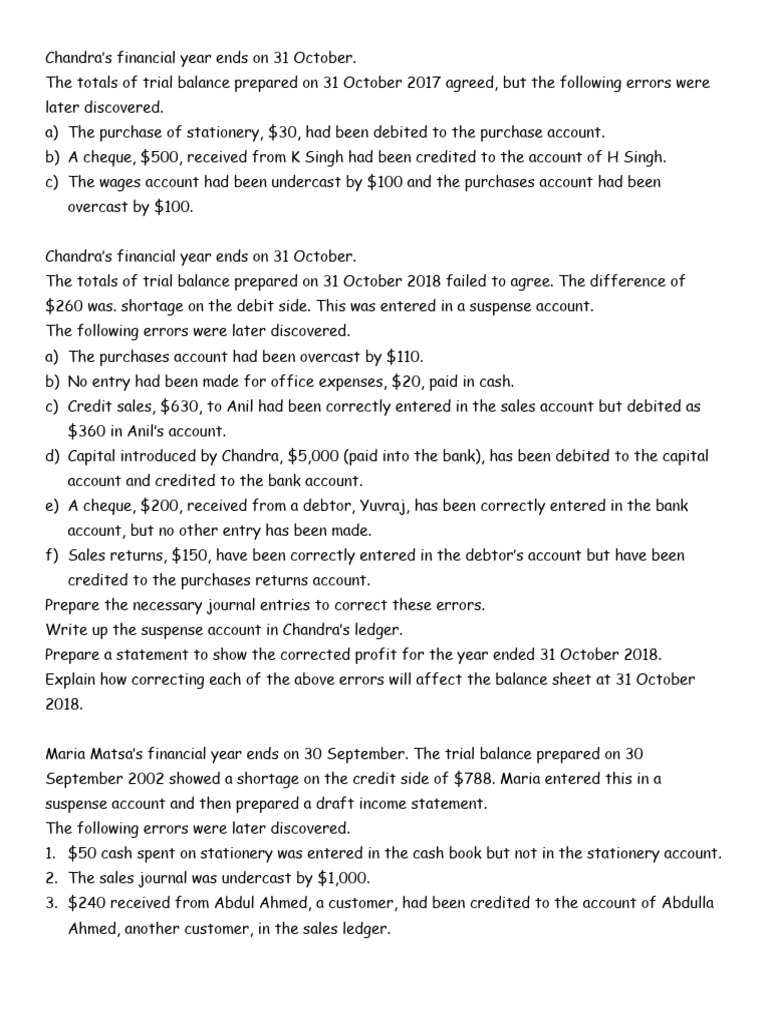 Journal Entries for Error Corrections | PDF | Debits And Credits | Business