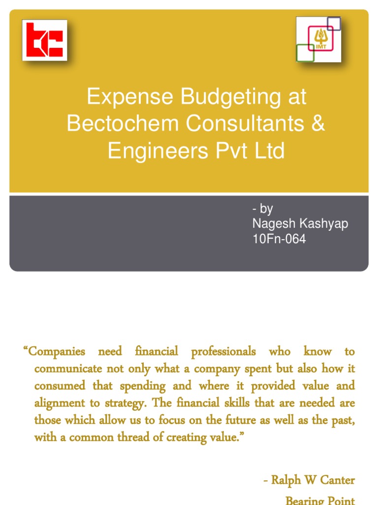 Expense Budgeting at Bectochem Consultants & Engineers PVT LTD | PDF ...