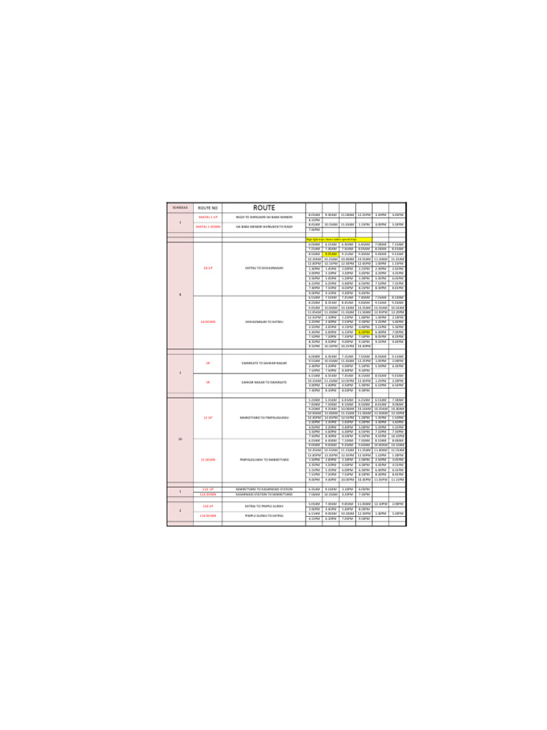 Schedule For PMT Bus | PDF