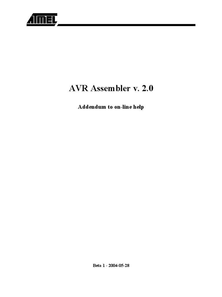 AVR Assembler v. 2.0: Addendum To On-Line Help | PDF | Assembly Language | Reserved Word