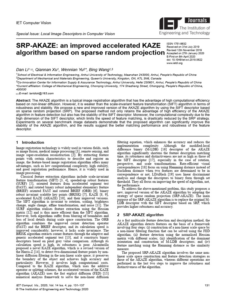 IET Computer Vision - 2020 - Li - SRP AKAZE An Improved Accelerated ...