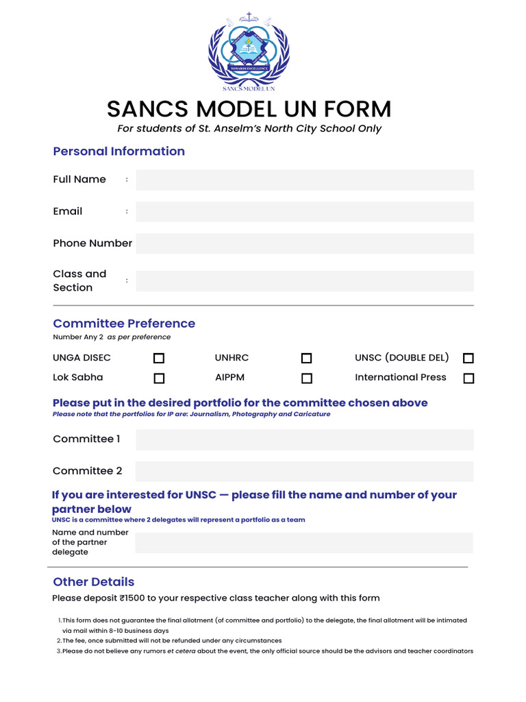 Sancs Model Un Form | PDF