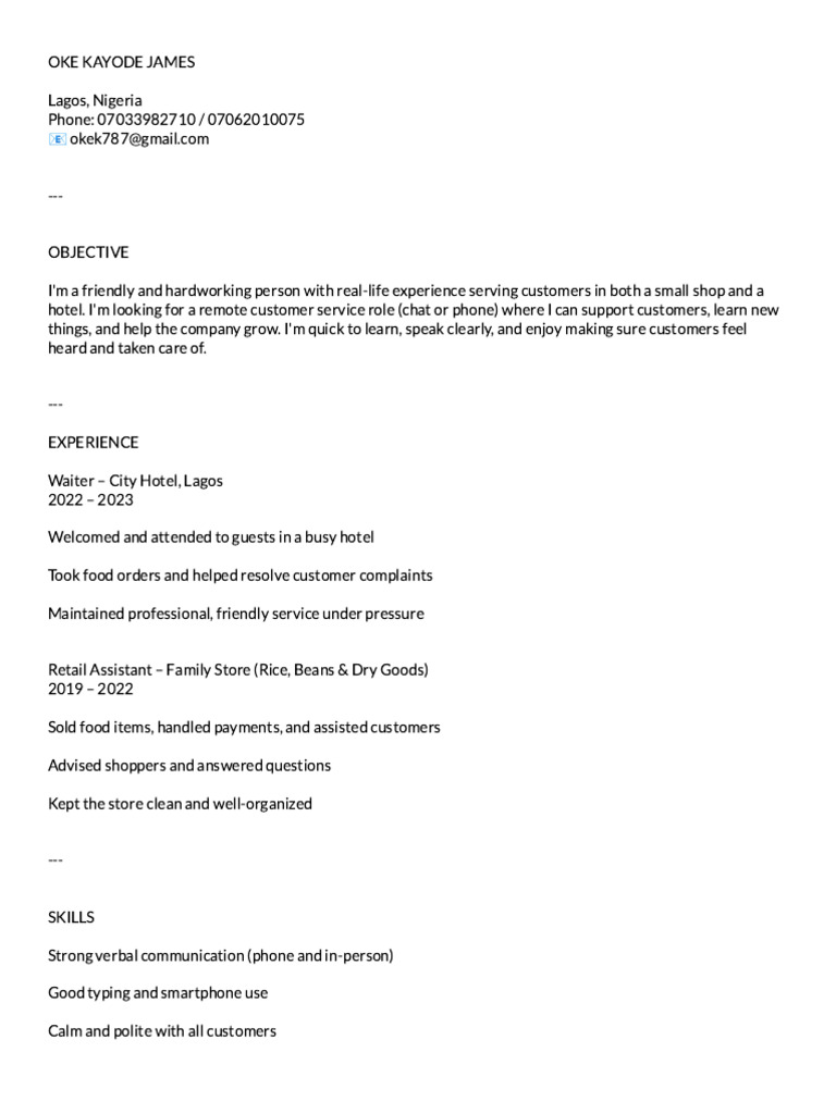 Resume Letter | PDF
