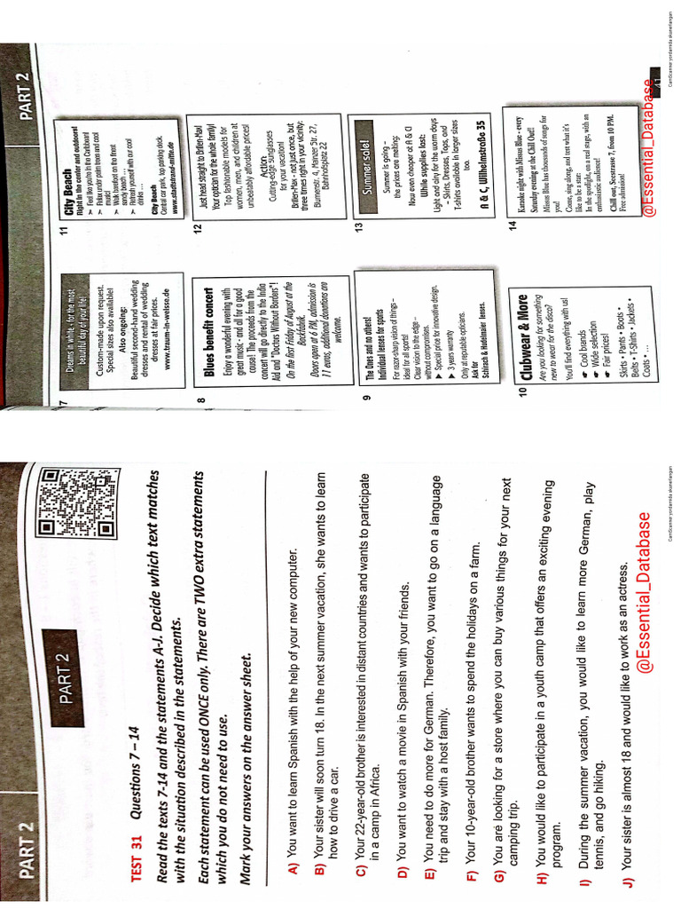 Reading Part 2 | PDF