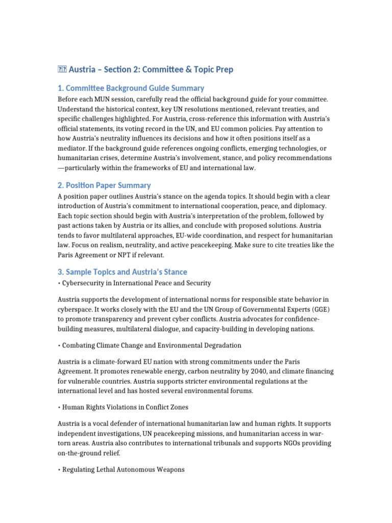Austria's MUN Committee Prep Guide | PDF | United Nations ...
