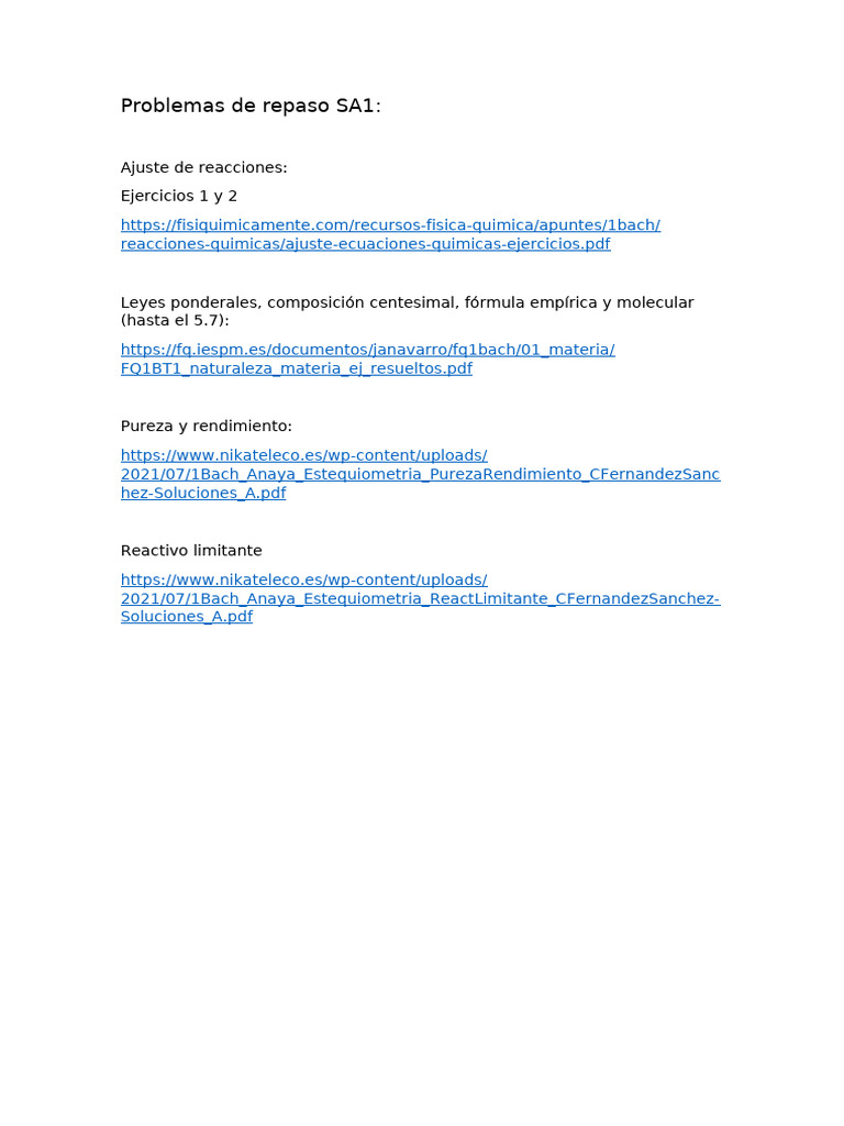 Problemas de Repaso SA1 | PDF