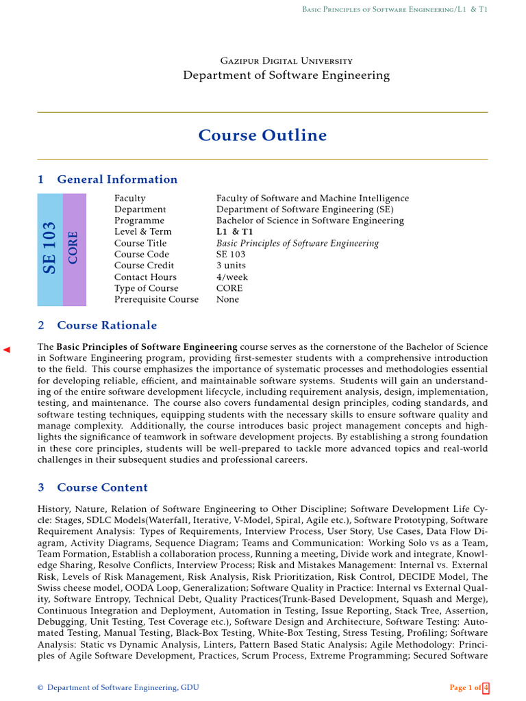 SE 103 Basic Principles of Software Engineering | PDF | Software Development Process | Software ...