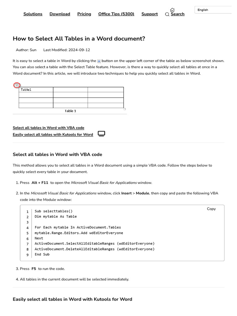How To Select All Tables in Word Document | PDF