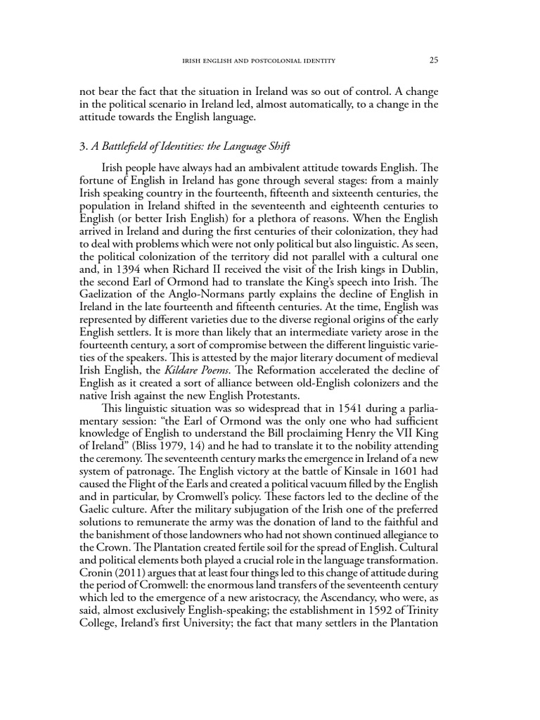 Irish English and Postcolonial Identity | PDF | English Language ...