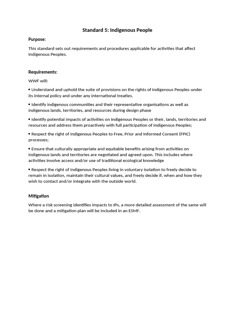 Indigenous Peoples Rights and Standards | PDF