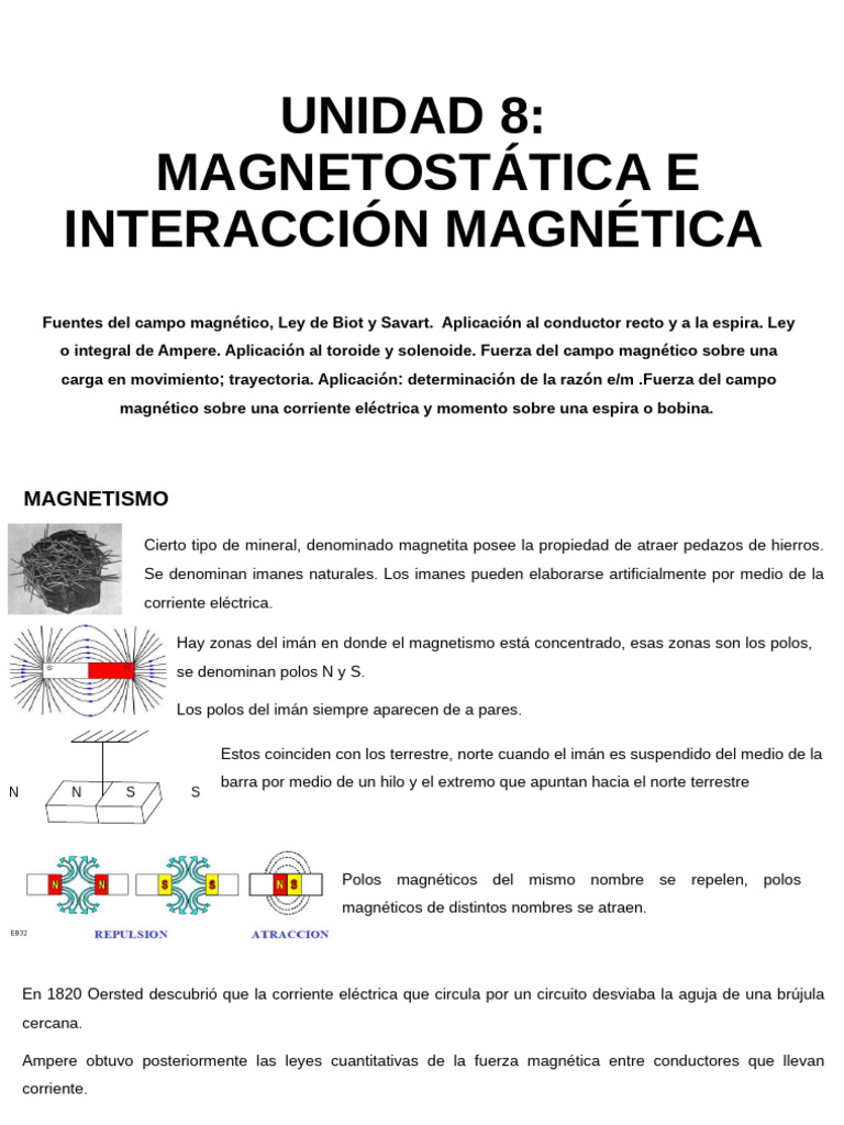 Bolilla #8 Magnetostatica e Interaccion Magnetica Rev A | PDF | Campo magnético | Imán