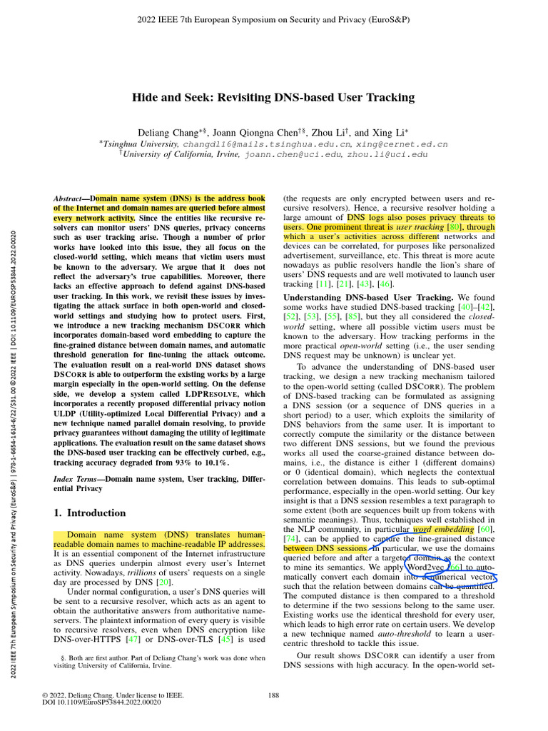 Hide and Seek Revisiting DNS-based User Tracking | PDF | Domain Name ...