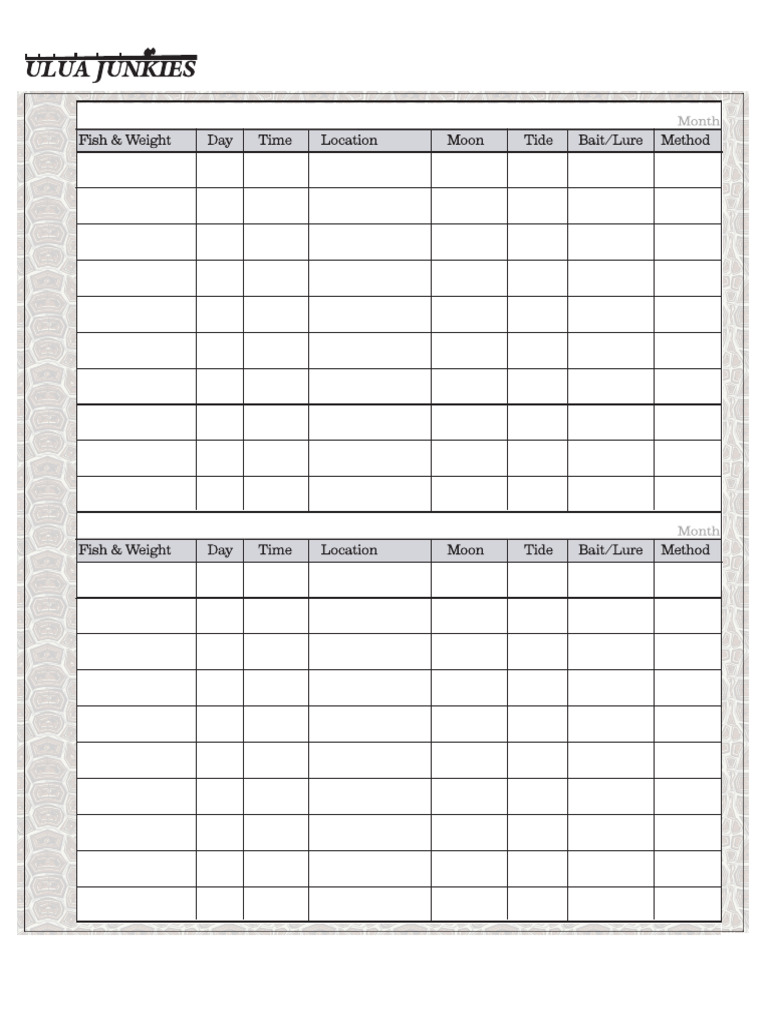 Fish Log Entry Page | PDF