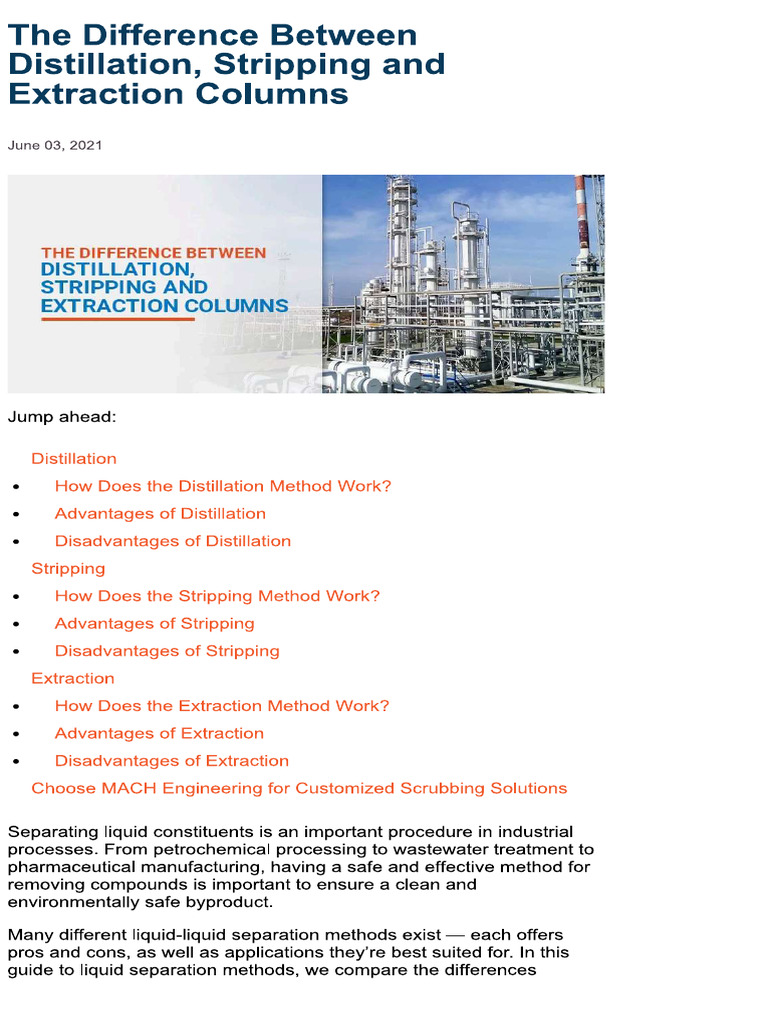 Difference Between Distillation Stripping and Extraction (For VOC ...